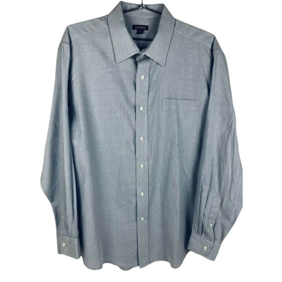George | Shirts | George Mens Dress Shirt Long Sleeve Pocket Blue ...